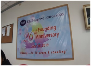 26th Founding Anniversary | Fair Shipping Corporation